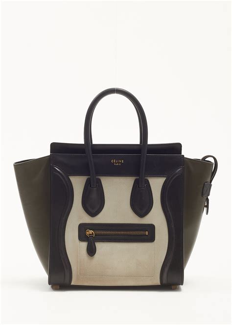 Explore A Celine Tri Color Leather Micro Luggage Tote Bag