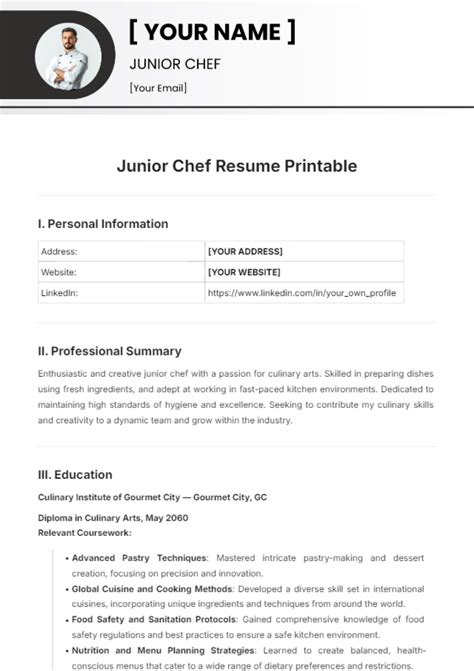 Free Chef Templates To Edit Online