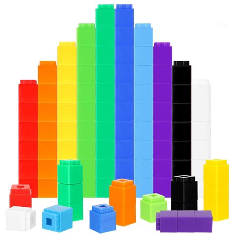 Jenaai 200 Pieces Linking Kef16 Cubes For Math Counting Cubes Plastic Counting Blocks Colorful