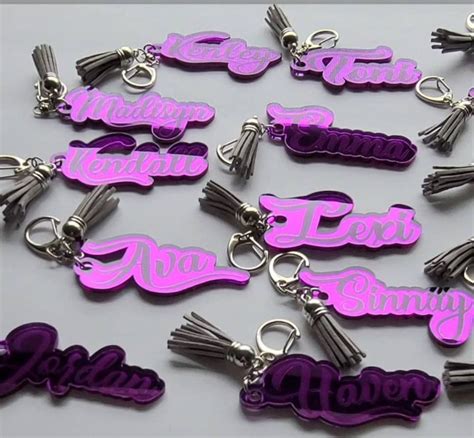 Name Keychain Acrylic Custom Name Keychain Gold Mirror Acrylic