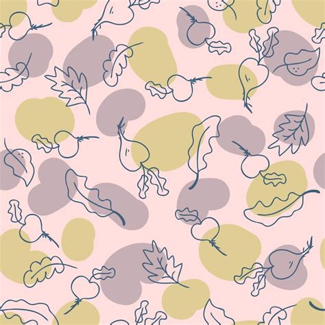 야채 사탕무와 추상 점이 있는 낙서 원활한 패턴 T셔츠 직물 및 인쇄에 적합합니다 장식 및 디자인을 위한 손으로 그린 벡터 그림 프리미엄 벡터