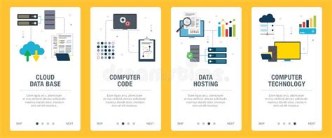 Computer Technology Data Hosting And Computer Code Icons Stock Vector