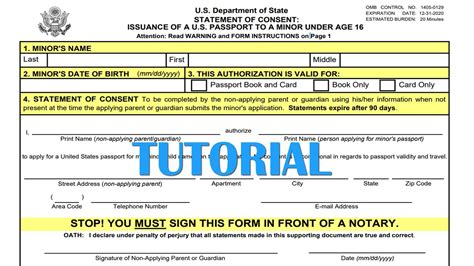 Ds 3053 Formulario Notarizado Para Sacarle El Pasaporte A Un Niño