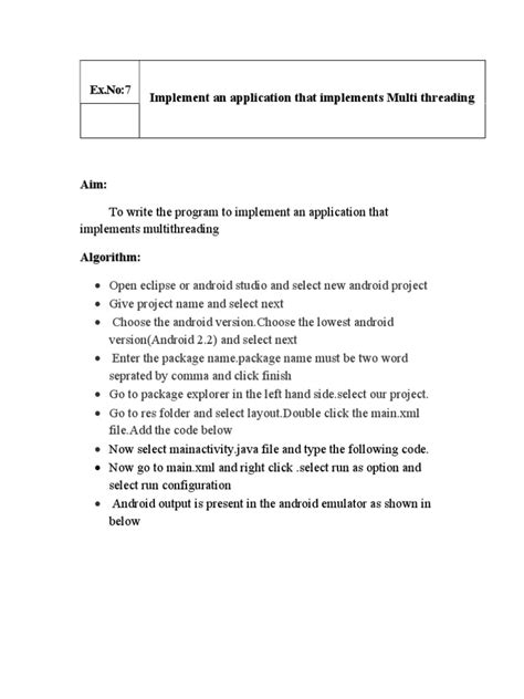Exno 7 Pdf Android Operating System Thread Computing