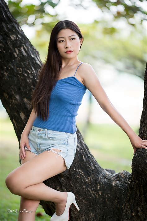 거리 사진 실크 발 No187 장자린 데님 반바지 하이힐과 아름다운 각선미 V2ph