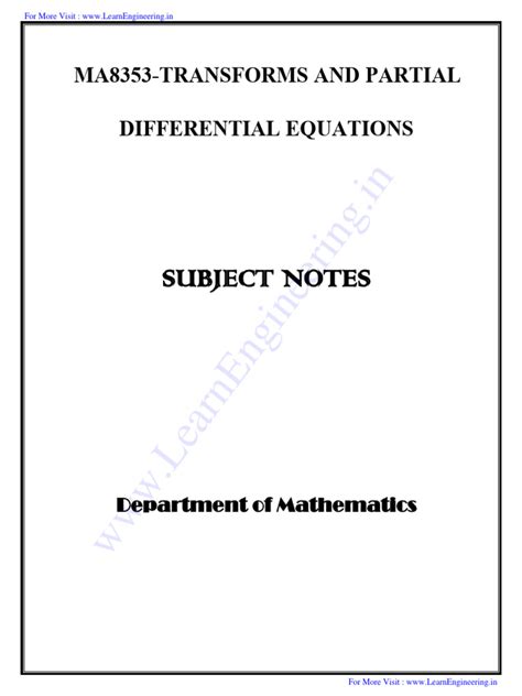 Ma8353 Transforms And Partial Differential Equations 01 By