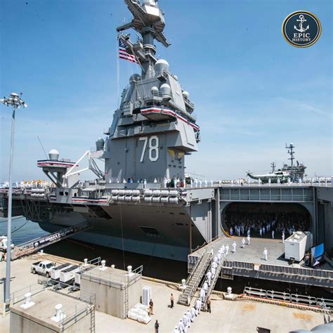 Epic Sailors Man The Rails Of The Aircraft Carrier Uss Gerald R Ford