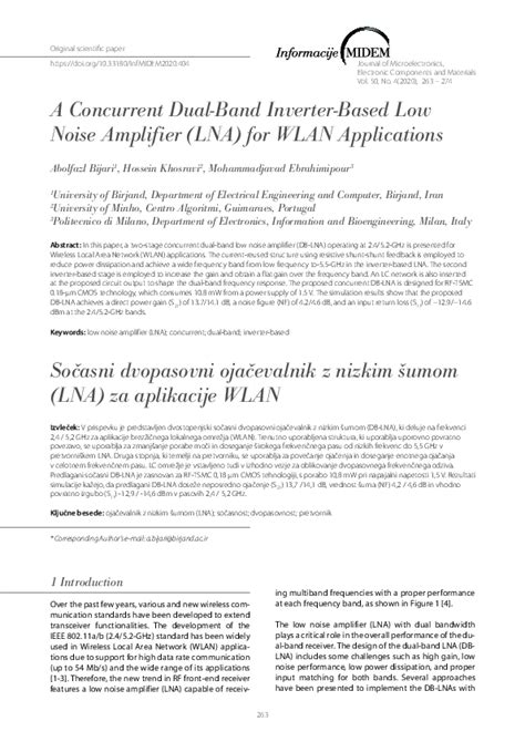 Pdf Concurrent Dual Band Inverter Based Low Noise Amplifier Lna For