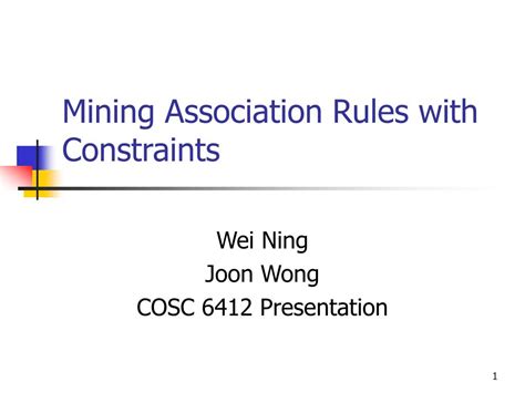 Ppt Mining Association Rules With Constraints Powerpoint Presentation
