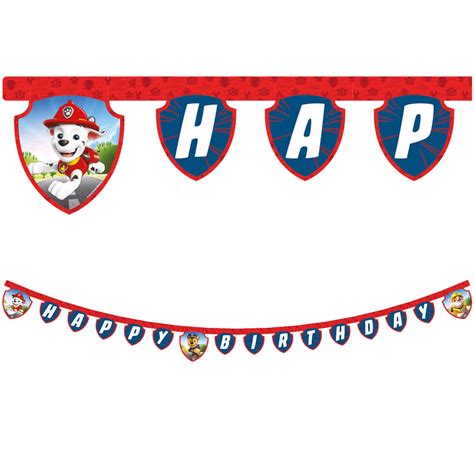 Paw Patrol Heros Happy Birthday Banner Woodies