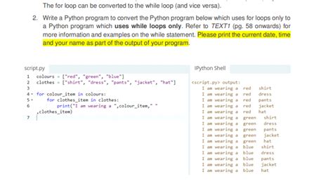 Solved Python Lists With Looping Features 1 The For And