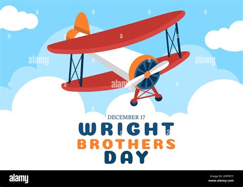 Wright Brothers Day On December 17th Template Hand Drawn Cartoon