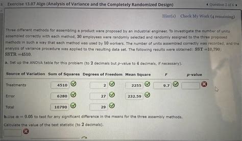 Solved Three Different Methods For Assembling A Product Were