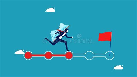 Learning Progress And Goals Businessman With Books Running On Progress