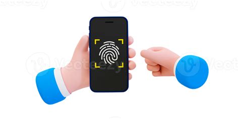 3d Minimal Fingerprint Verification Use Authentication Safety Protection System Hand Holding