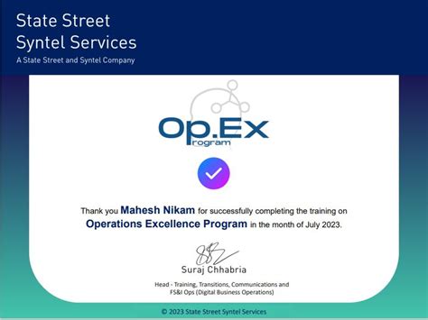 mahesh nikam on linkedin successfully completed opex training
