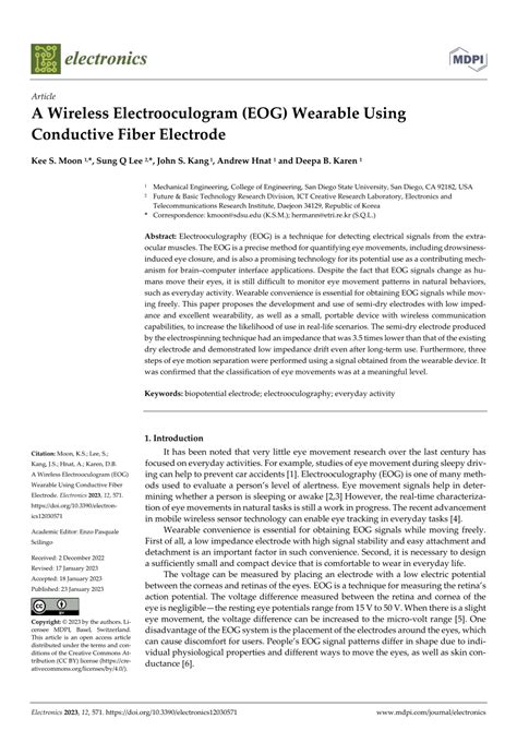pdf a wireless electrooculogram eog wearable using conductive fiber electrode