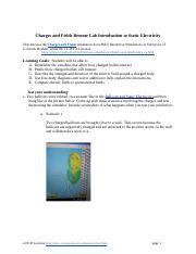 Electric Field Introduction Remote Lab SW Docx Charges And Fields Remote Lab Introduction To