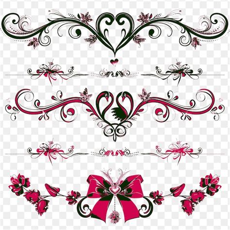 Premium Psd Romantic Satin String Borderlines Design With Swan Motifs