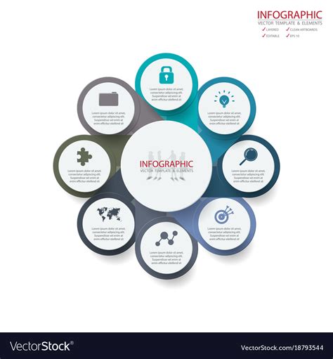 Abstract Element Infographics 8 Option Design Vector Image