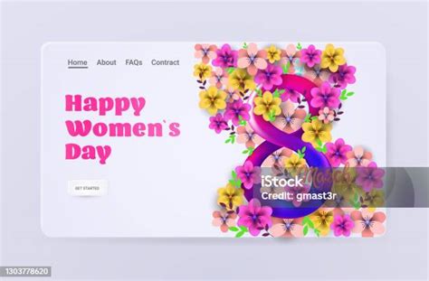 우아한 8 번 여성 날 8 3 월 휴일 축하 배너 전단지 또는 꽃과 인사말 카드 0명에 대한 스톡 벡터 아트 및 기타 이미지 0명 개념 꽃 나무 Istock