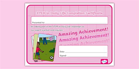 Stem Iu Yr 1 Stem In Daily Life Completion Certificate