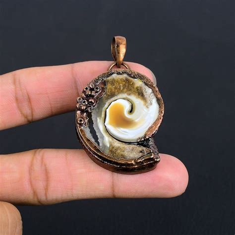 Rare Shell Pendant Natural Shell Conch Jewelry Electroformed Copper