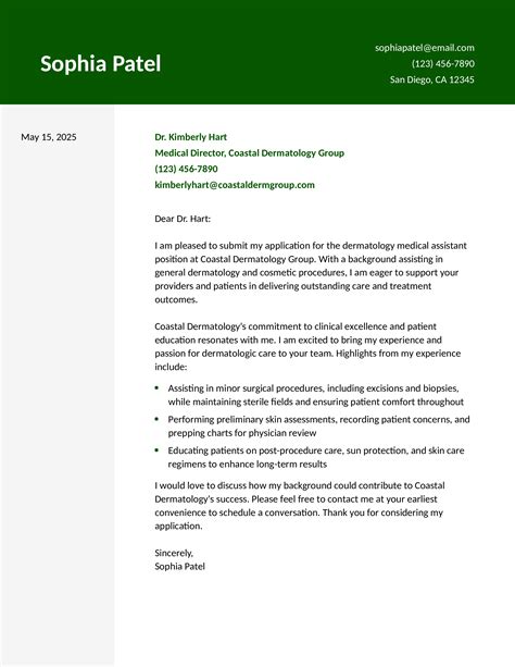 Medical Assistant Cover Letter Template