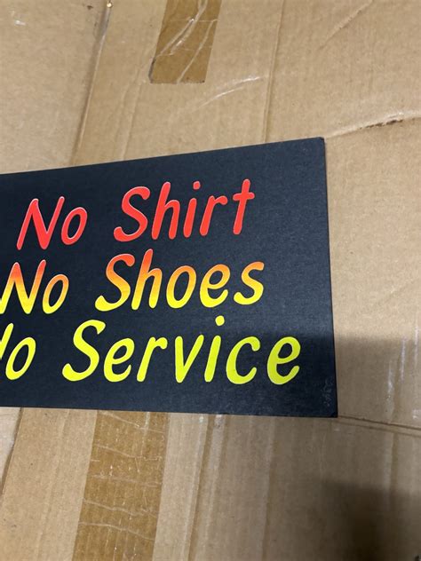 Vintage 1940s No Shirt No Shoes No Service Cardstock Sign For Sale