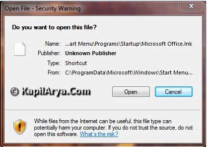 How To Disable Open File Security Warning Prompt In Windows Vista 7