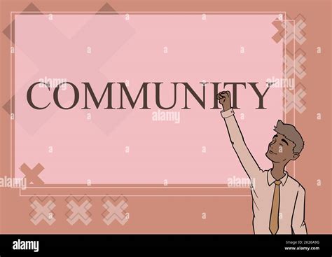 Hand Writing Sign Community Concept Meaning Specific Population With A Common Characteristics