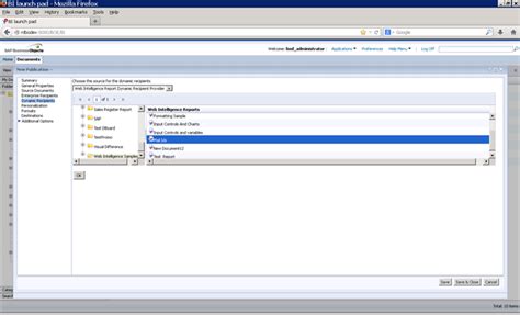 create publication to schedule webi report to dyna sap community