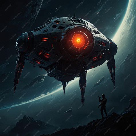 Retrofuturistic Spacecraft With Glowing Engines Exploring The Cosmos Space Exploration Science