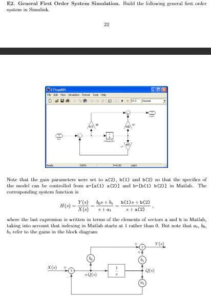 Solved E2 General First Order System Simulation Build The