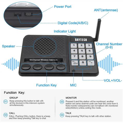 Home Office Communication Devices DAYTECH CI Channel Wireless Intercom System
