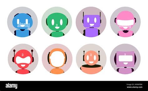 Robot Character Vector Set Design Robots And Mascot Character Collection With Friendly Face