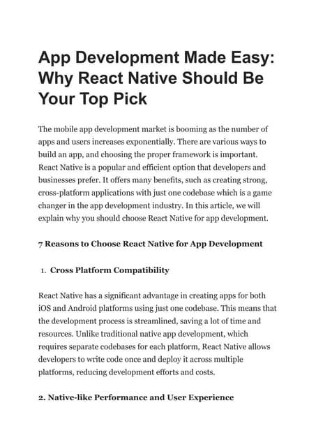 App Development Made Easy Why React Native Should Be Your Top Pickpdf