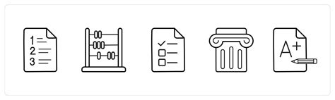 A Set Of 5 School Icons As Examination Sheet Abacus Exam In Black Line Color 65402584 Vector