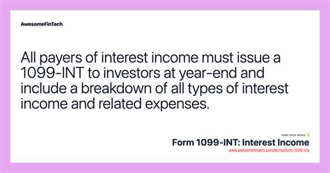 Form INT Interest Income AwesomeFinTech Blog