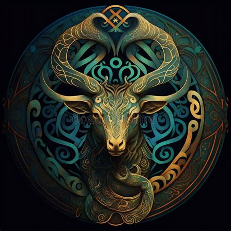 Zodiac Symbol In Celtic Art Illustration Stock Illustration