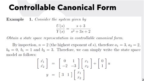 Solved Controllable Canonical Form Example 1 Consider The