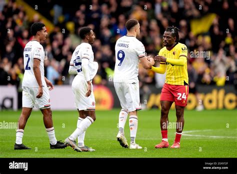 Watfords Tom Dele Bashiru Right Shakes Hands With Luton Towns