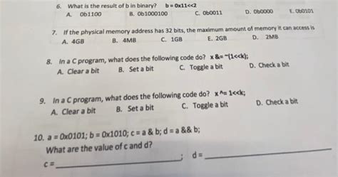 Solved 6 What Is The Result Of B In Binary B 011