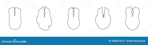 Set Of Computer Mouse Mouse Outline Vector Icons For Pc Computer Devices Computer Mouse