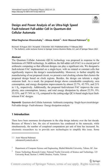 Design And Power Analysis Of An Ultra High Speed Fault Tolerant Full