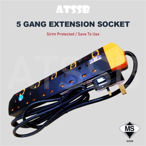 B Sirim Approved 5 Way Extension Trailing Socket 2 Meter Surge Protector Copper Extension Wire