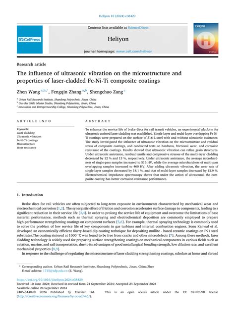 Pdf The Influence Of Ultrasonic Vibration On The Microstructure And Properties Of Laser