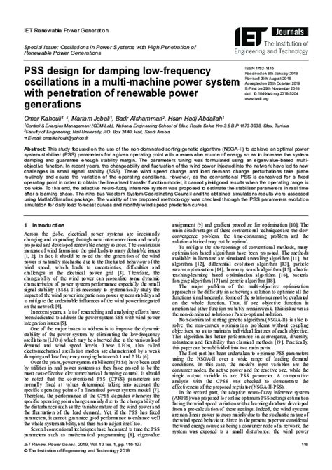 Pdf Pss Design For Damping Low‐frequency Oscillations In A Multi‐machine Power System With