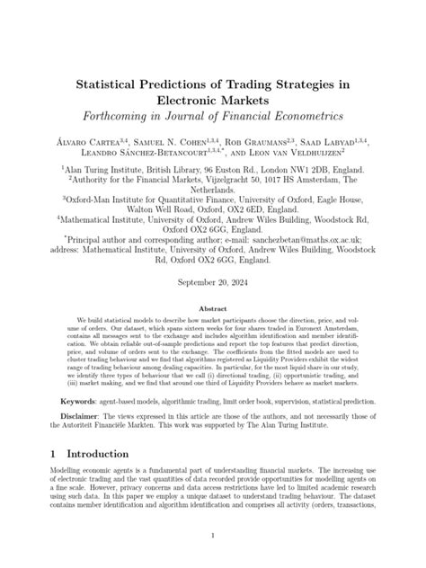 Statistical Predictions Of Trading Strategies Pdf High Frequency Trading Day Trading