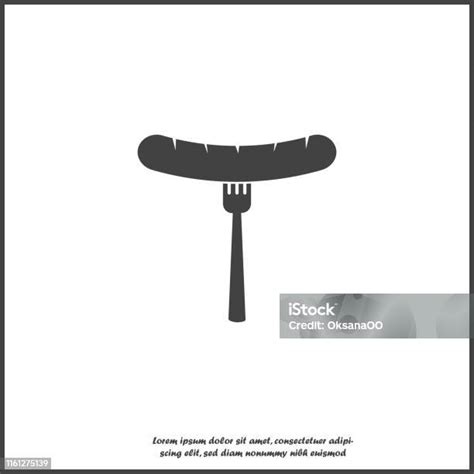 벡터 소시지와 포크 아이콘입니다 흰색 고립 된 배경에 바베큐 기호입니다 고기에 대한 스톡 벡터 아트 및 기타 이미지 고기 구이 굽기 Istock
